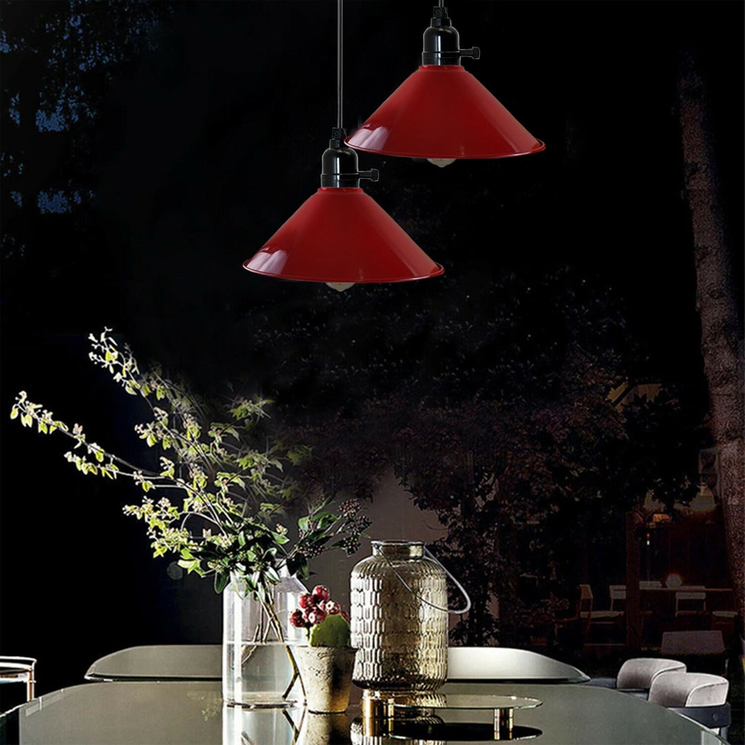 Red Pendant Light Fixture With Switch Holder Retro Metal Lamp - Etsy