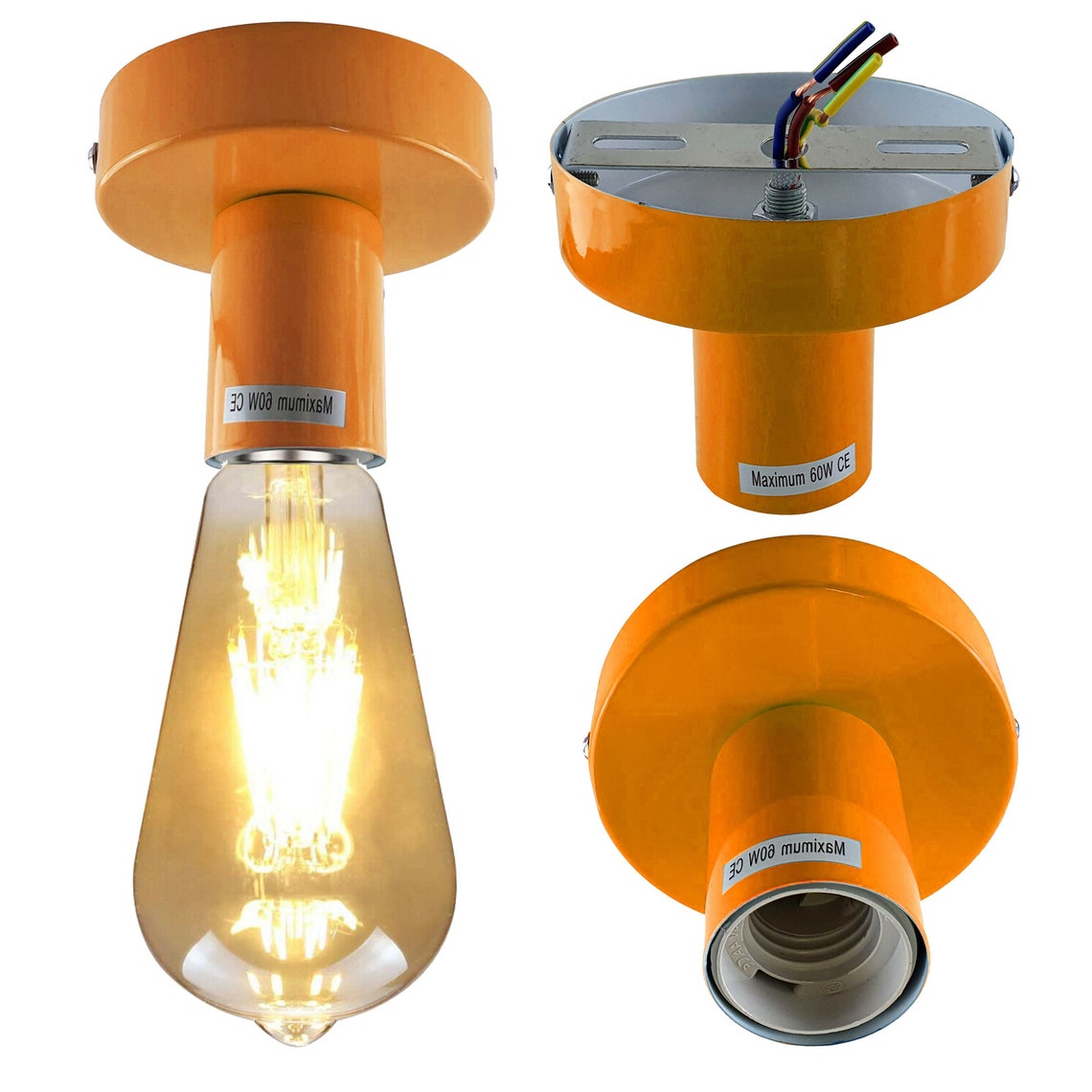 Ceiling Fitting Light Retro Flush Mount E27 Cap Modern Ceiling | Etsy UK