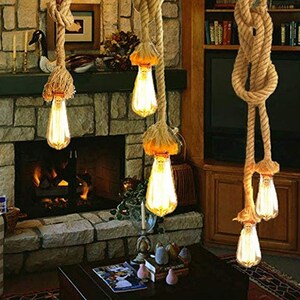 Natural Hemp Rope Pendant Lights 0.5M/1M/2M Single/double Head E27 ...