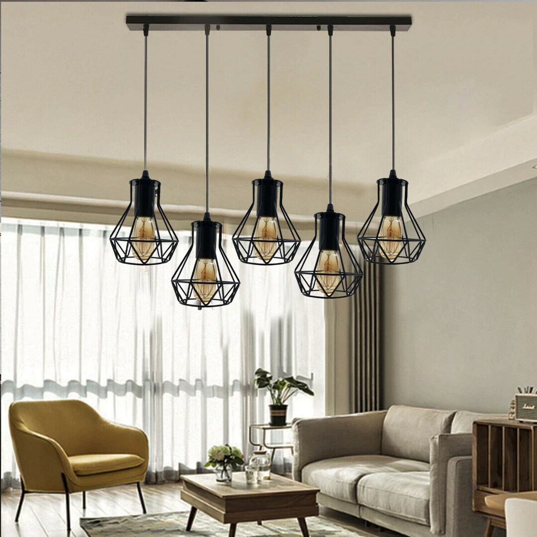 Metal Wire Cage Light Lamp Vintage Industrial Ceiling Pendant Light ...
