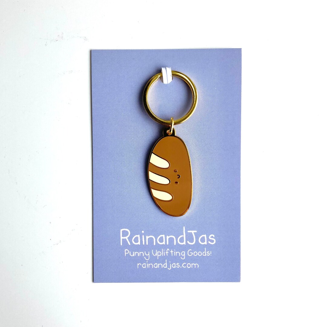 Baguette Loaf Keychain Bread Gift, Bakery Gift, Gold Keychain, I Love ...