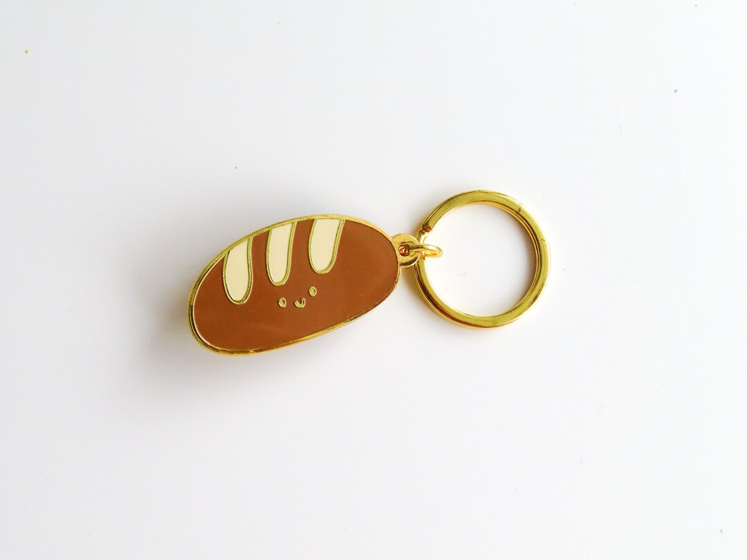 Baguette Loaf Keychain | Bread Gift, Bakery Gift, Gold Keychain, I Love ...