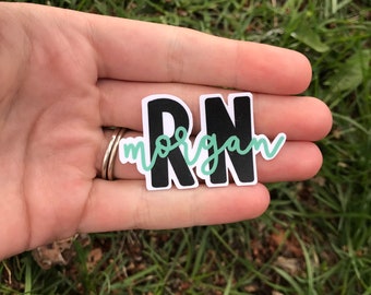 RN Sticker, Waterproof Vinyl Decal, Personalized RN Name Decal, Nurse ...