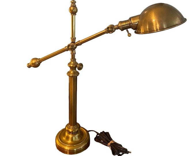 Vtg Brass Desk Lamp Swing Arm 25"-33” Tall Multiple Adjustable Joints ...