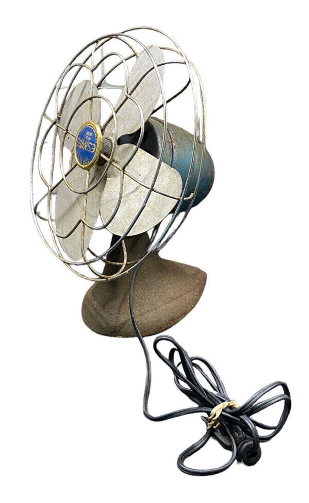 Vtg Eskimo Model 1100R Electric Metal Desk Table Fan 11.5 Tilting MCM ...