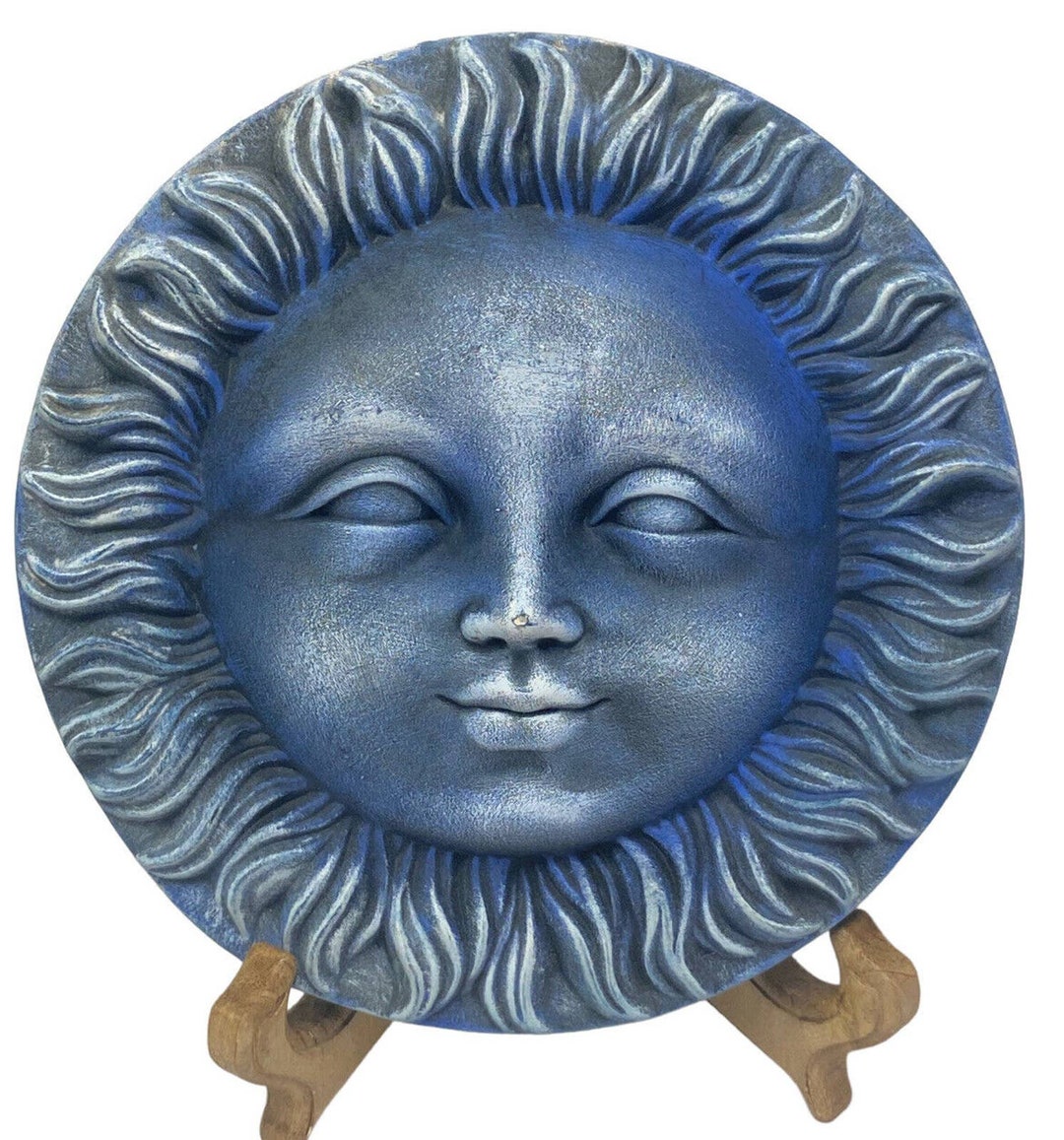 Stoneware 11.5 Garden Sun Wall Art Plaque Sunburst Celestial Sculpture ...