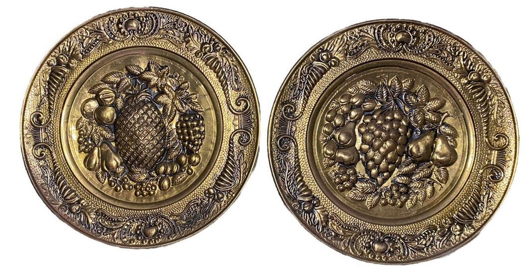 Vintage Brass Hanging Plates
