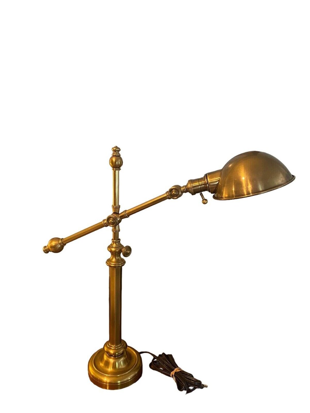 Vtg Brass Desk Lamp Swing Arm 25"-33” Tall Multiple Adjustable Joints ...