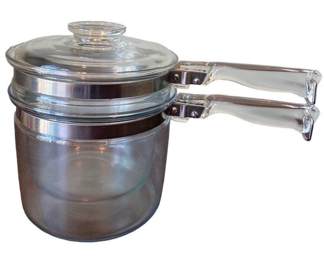 Vintage Pyrex Flameware Glass Double Boiler Inner Pot W/lid 1 1/2 Qt ...