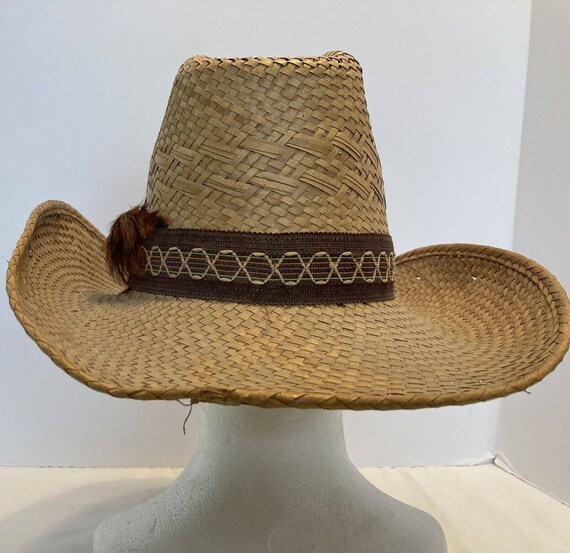 Vintage Lanning Woven Straw Cowboy Western Hat Woven … - Gem Vintage Lanning Woven Straw Cowboy Western Hat Woven … - Gem