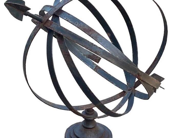 Vtg Cast and Wrought Iron Armillary Sphere W/ Arrow Directional 20"x 25 ...