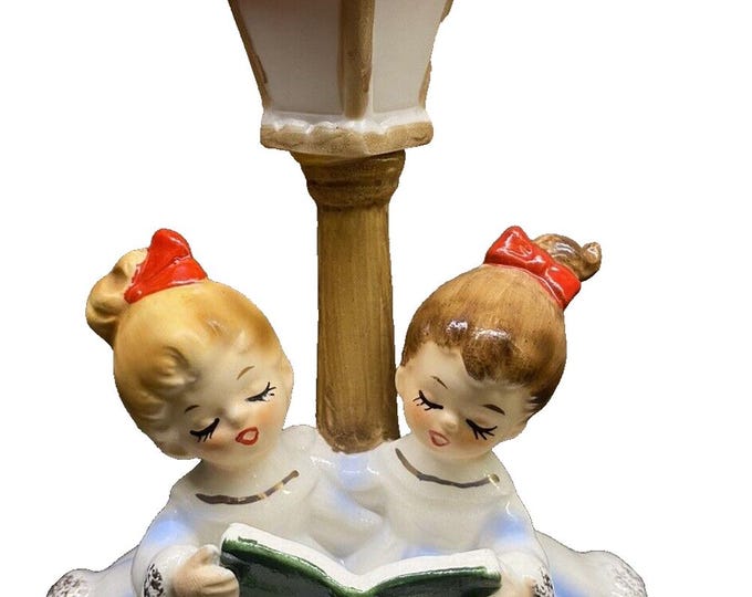Vtg Joseph Originals 2 Girls Singing Under Lamp Post W/ Candle ...