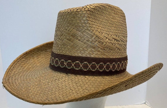 Vintage Lanning Woven Straw Cowboy Western Hat Woven … - Gem