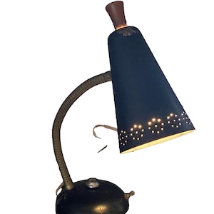 Vtg Industrial Metal Black Light Table Lamp Desk Retro Old Fixture ...
