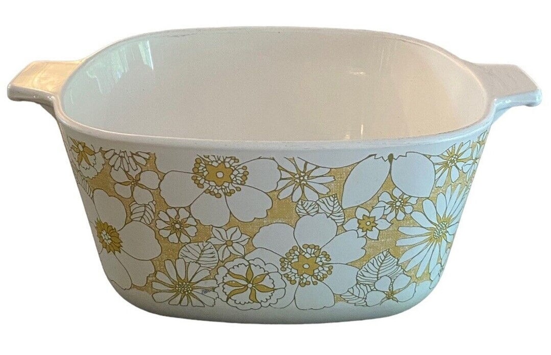 Vtg Corning Ware Daisy Floral Bouquet P-1 3/4 B Quart Casserole Dish ...