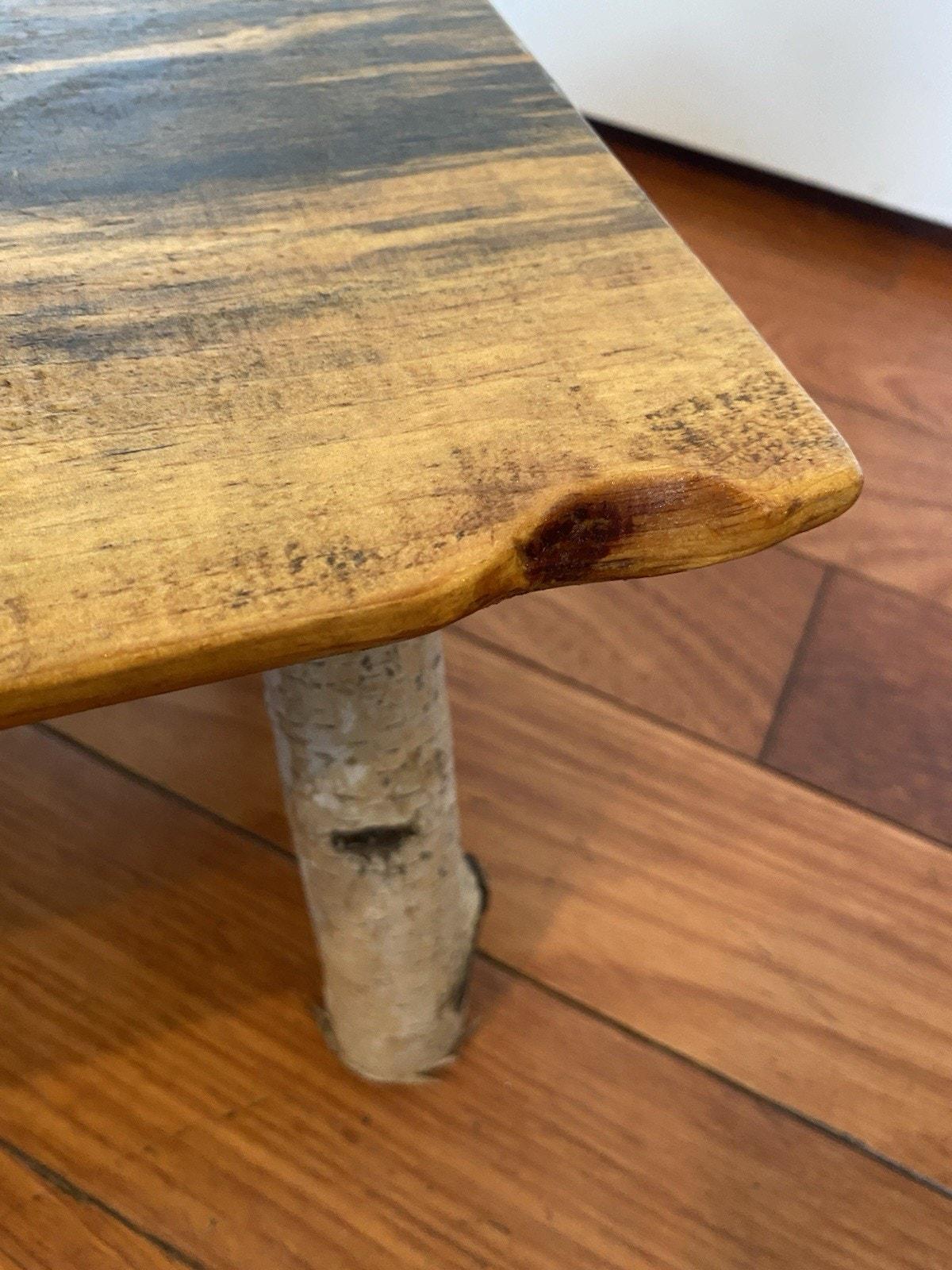 Vtg Foot Stool 7.25" Birch Tree Branch Legs Wood Top Plant Stand Cabin ...