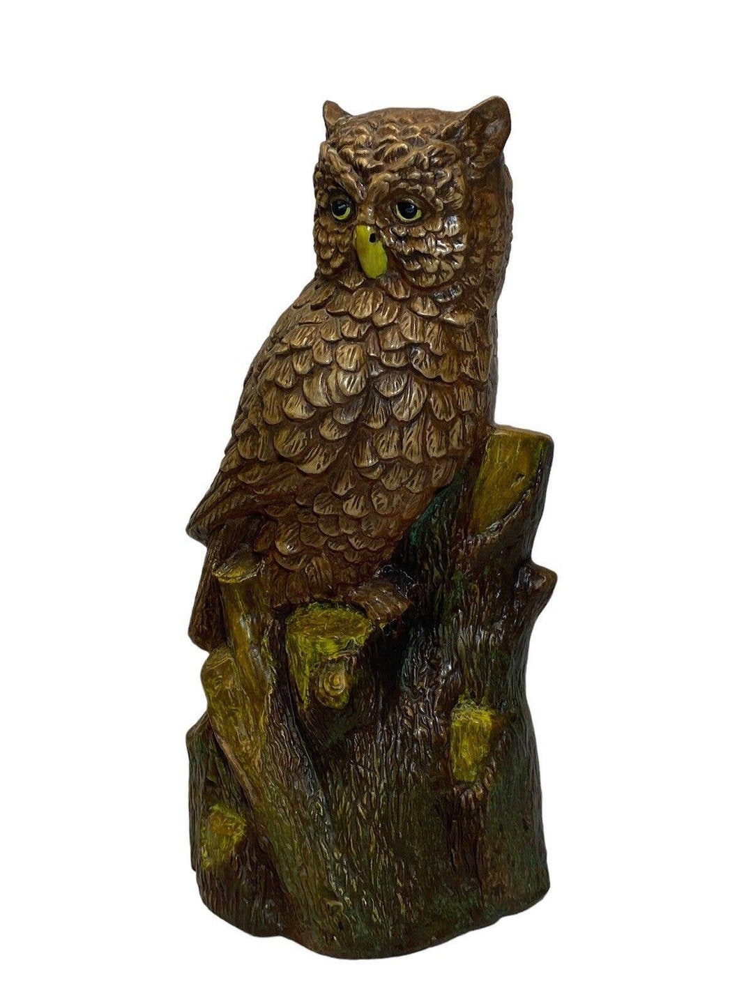 Vtg MCM Ceramic Owl Statue on Tree Stumps Retro Handmade 14 Tall - Etsy