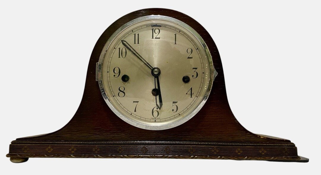 Antique German Tambour Camelback Mantel Clock Marked Foreign Interwar ...