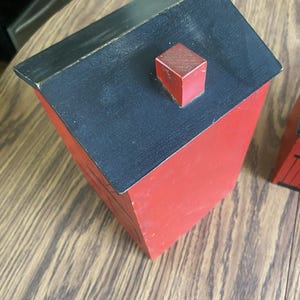 Vintage Red Barn Wooden Canister Set of 4 Sears by Styson Woodcrest ...