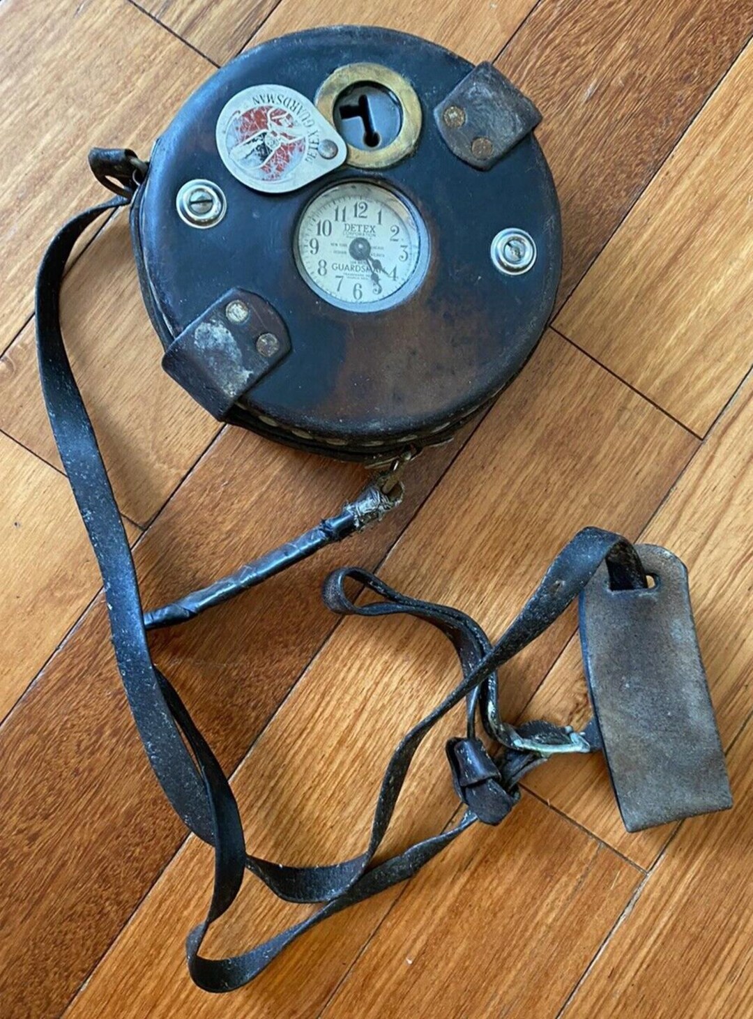 Vintage DETEX GUARDSMAN Watchclock Leather Case and Strap Antique - Etsy