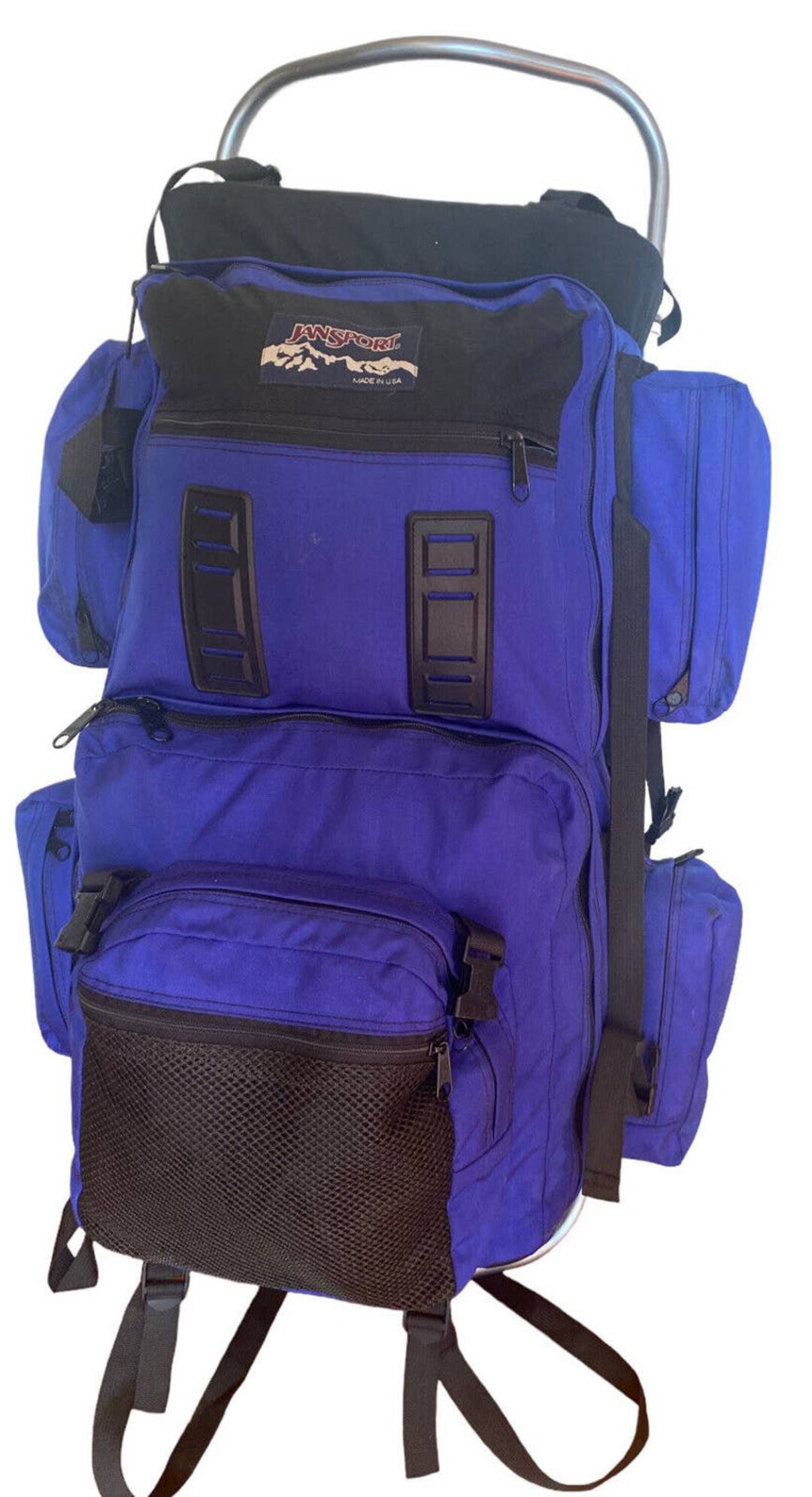 Vtg 90s Jansport Backpacking Hiking Blue Lg External Aluminum Frame ...