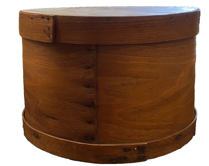 Antique Round Bent Wood Cheese Box Primitive Display Decor 16 X 11 W ...
