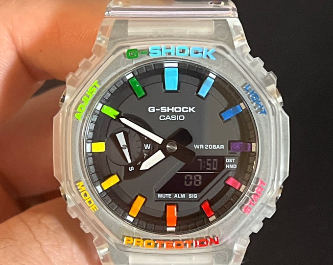 Casio G-shock GA-2100 Custom Jellyfish Rainbow Casioak Mod - Jellyfish ...