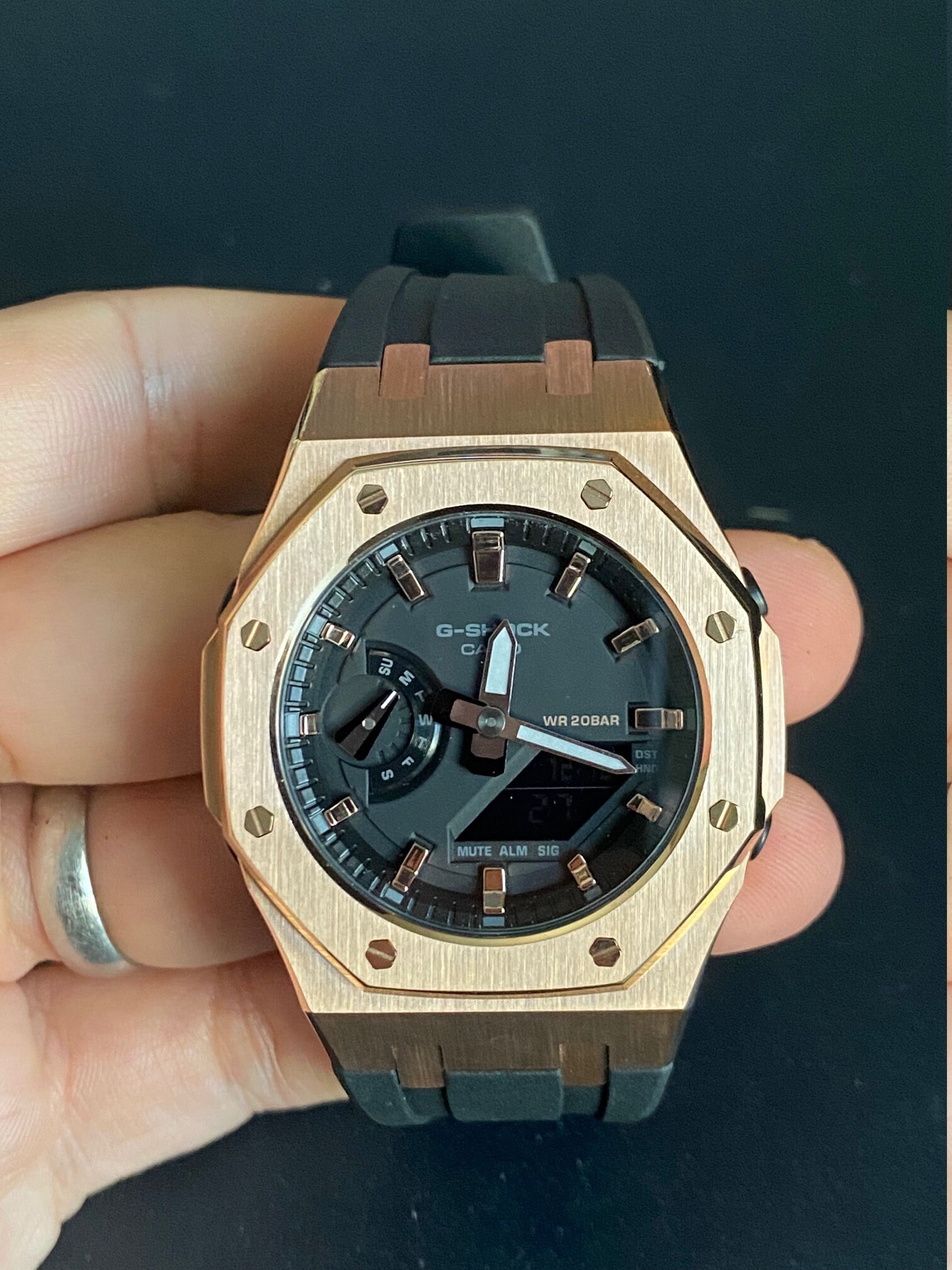 Casio G-shock GMA-S2100 Custom Casioak Mod Black/rg Dial - Etsy