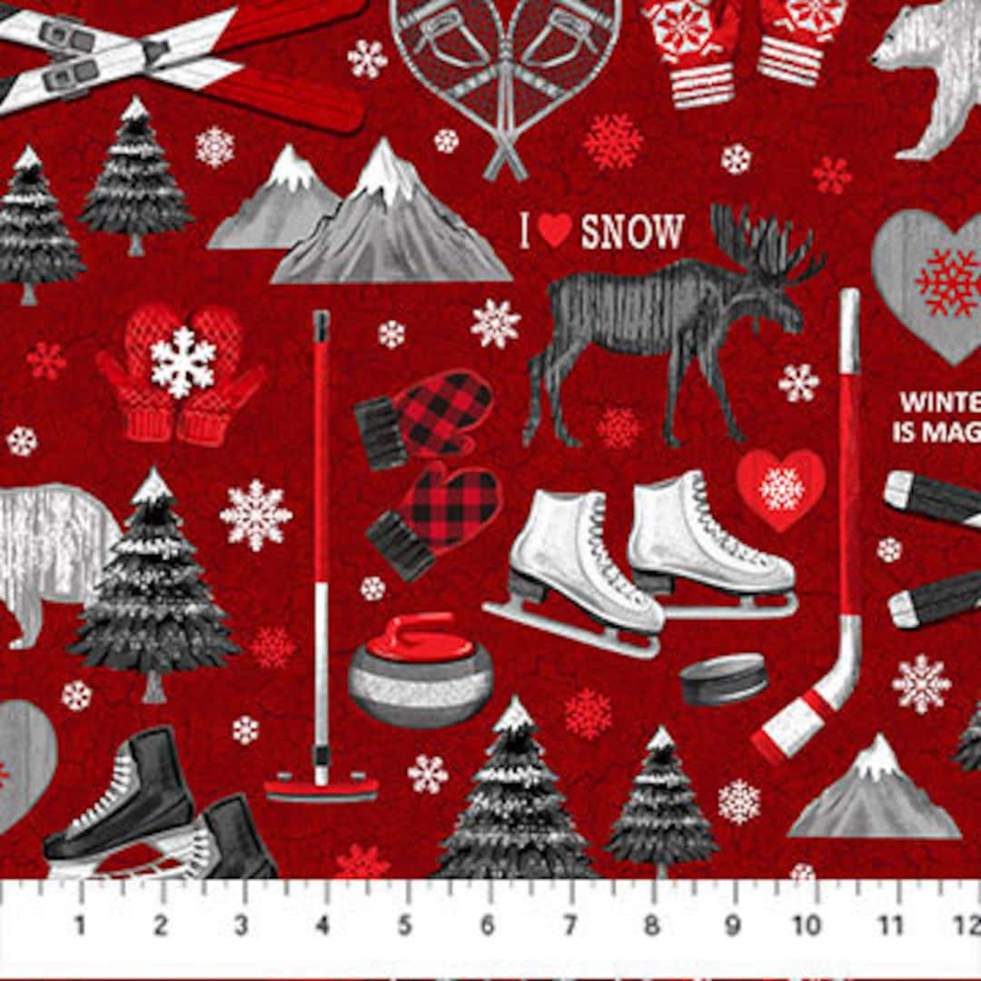 Flannel Northcott Cozy up red Multi Half Yard - Etsy