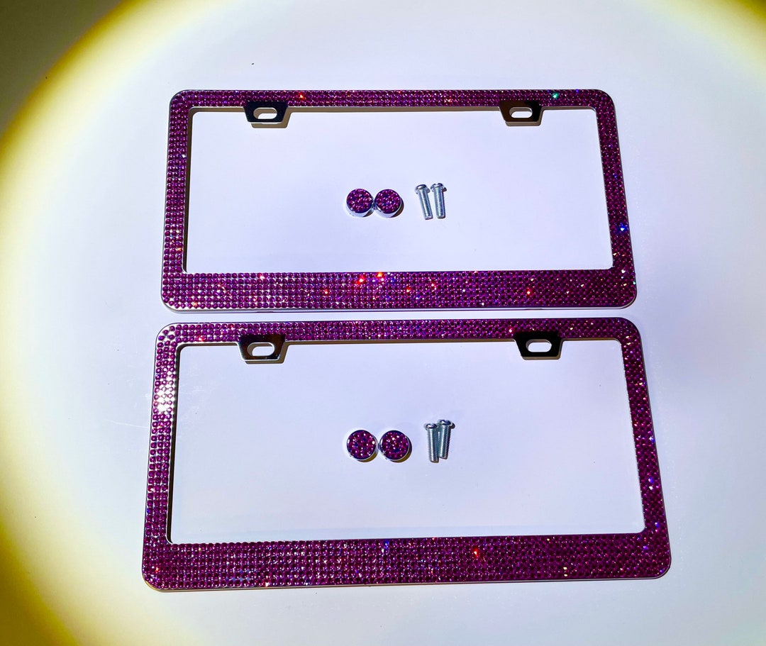 Luxury HOT PINK FUCHSIA Rose Crystal Diamond Crystal License Plate ...