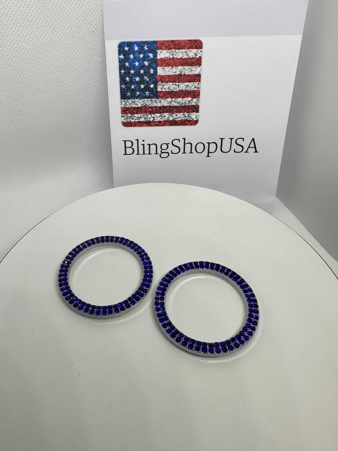 2 Ignition Rings Sapphire Blue Royal AC Knob Diamond Luxury Crystal ...