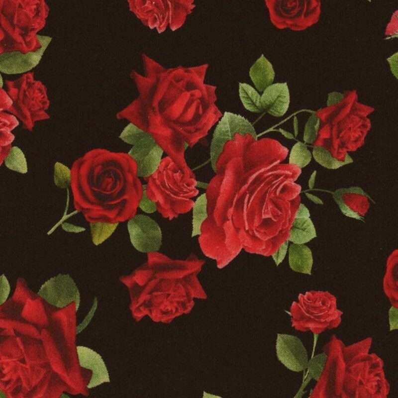 Black Fabric Roses - Etsy