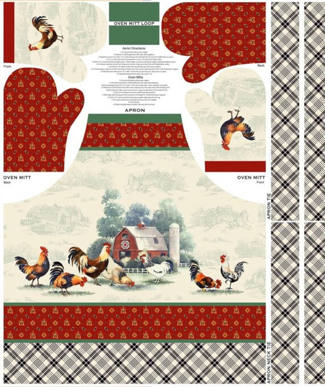 Rooster Farm House Apron Panel - Etsy