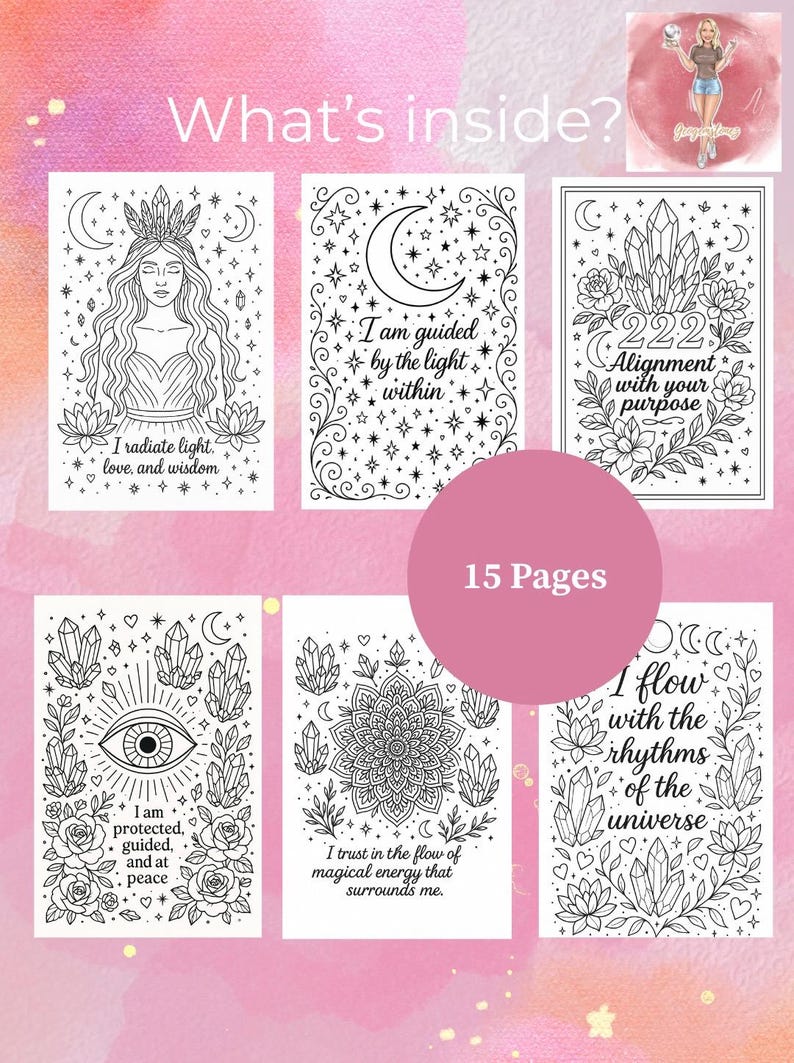 Spiritual Boho Crystal Printable and Downloadable Coloring Pages ...