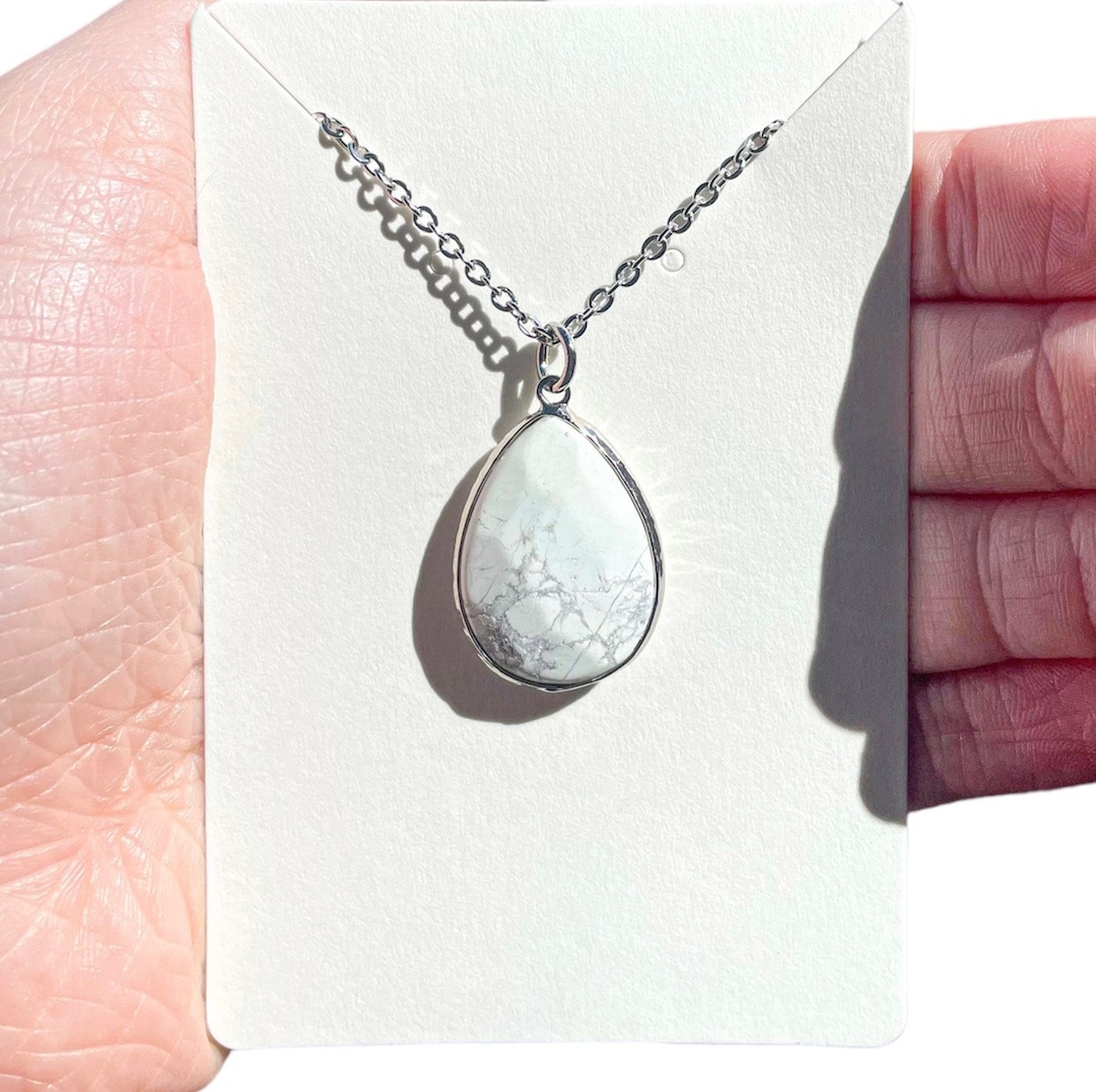 White Howlite Necklace, Minimalist Necklace, Spiritual Jewelry ...