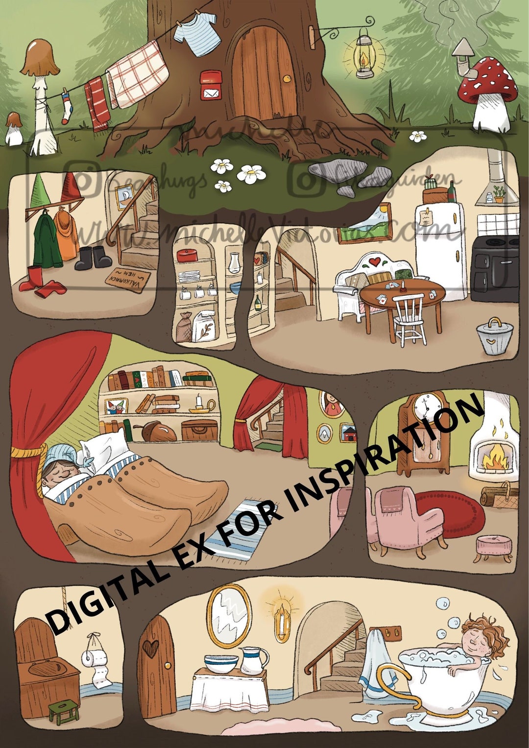 Coloring Page - Forest House - Etsy