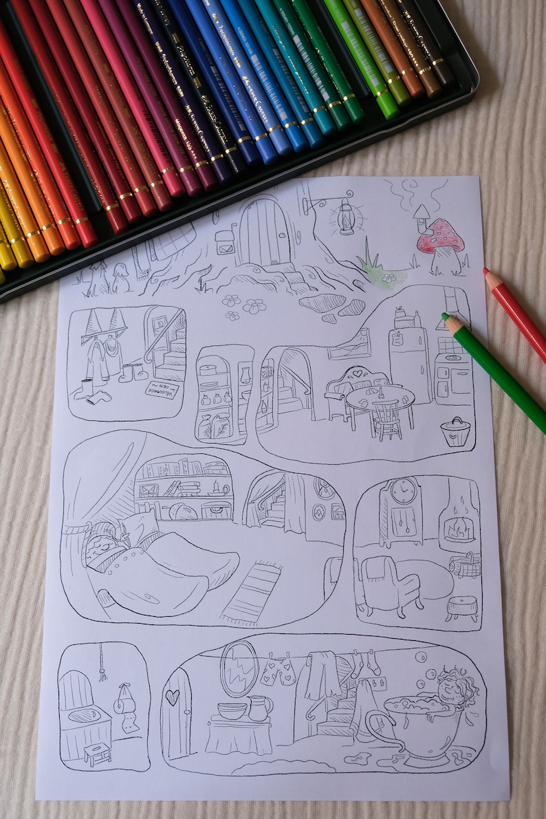 Coloring Page - Forest House - Etsy