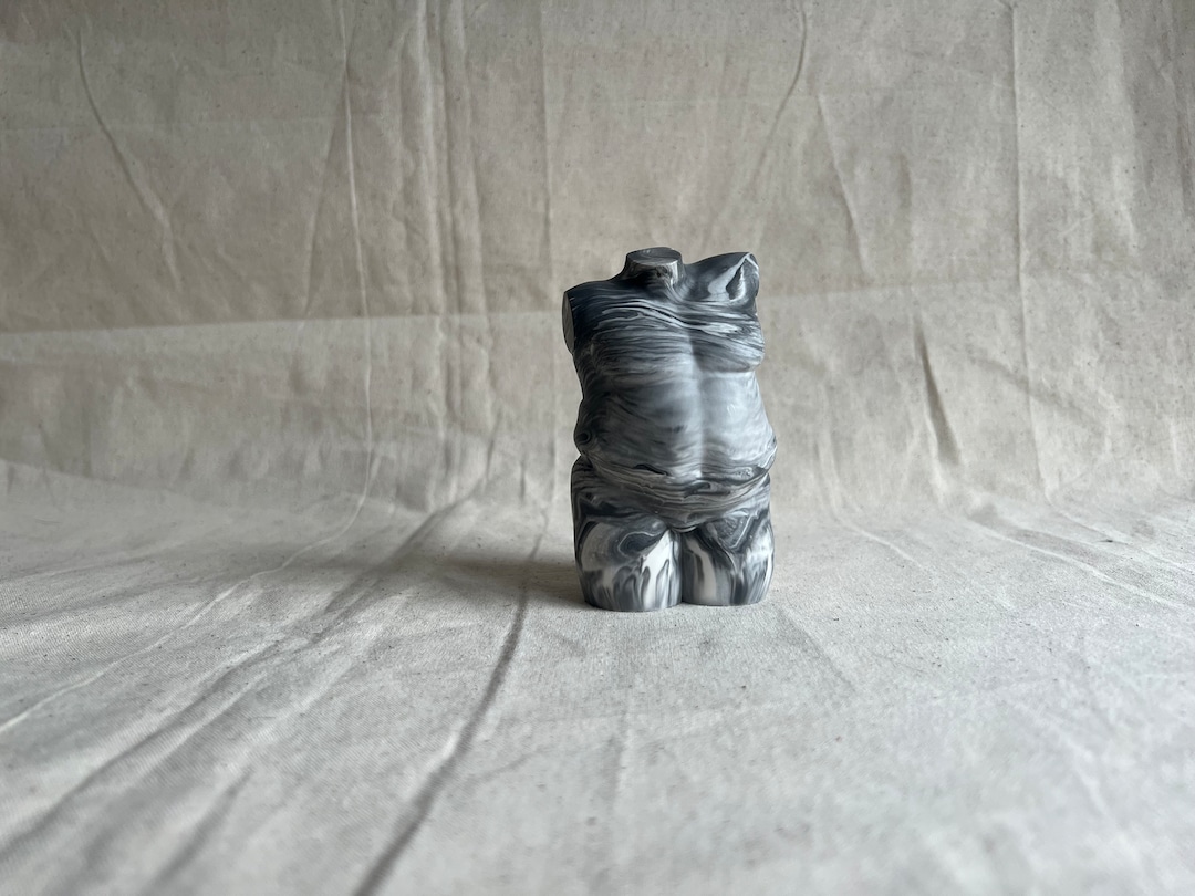 Plus Size Male Body Sculpture Black & White Marble Body Positivity Nude ...