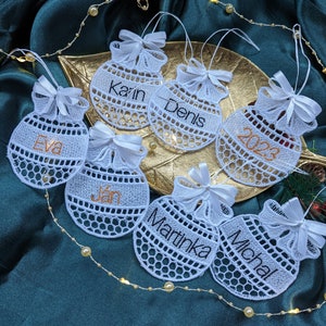 Christmas Baubles / Christmas Decor / Hand Made Baubles / Lace Bauble ...