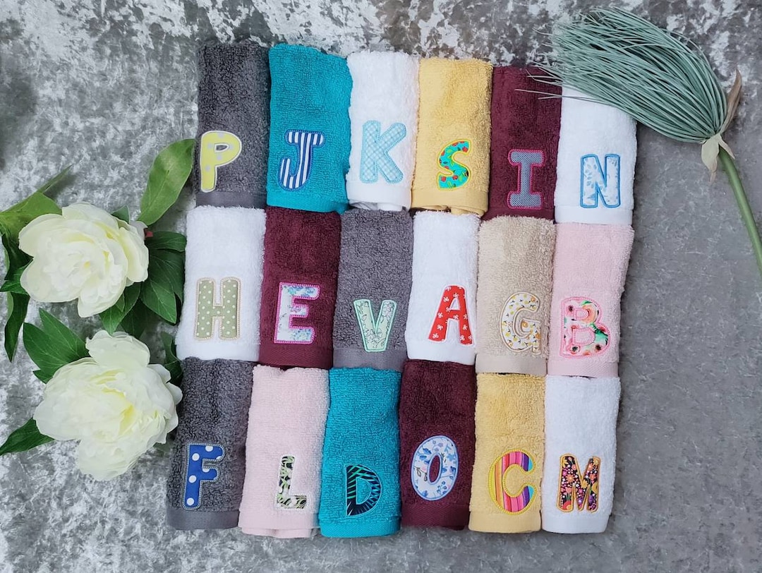 Personalised Embroidered Face Cloth: Custom Initial Soft Cotton Flannel ...