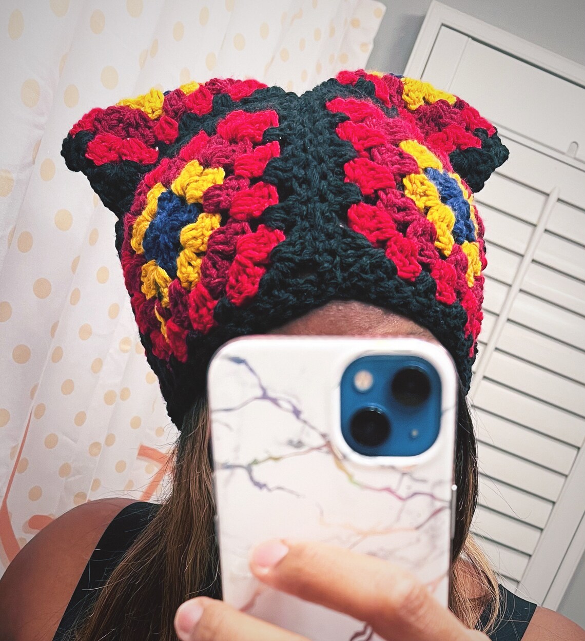 Granny Square Hat With Cat Ears, Cat Ear Hat, Cat Ear Beanie - Etsy