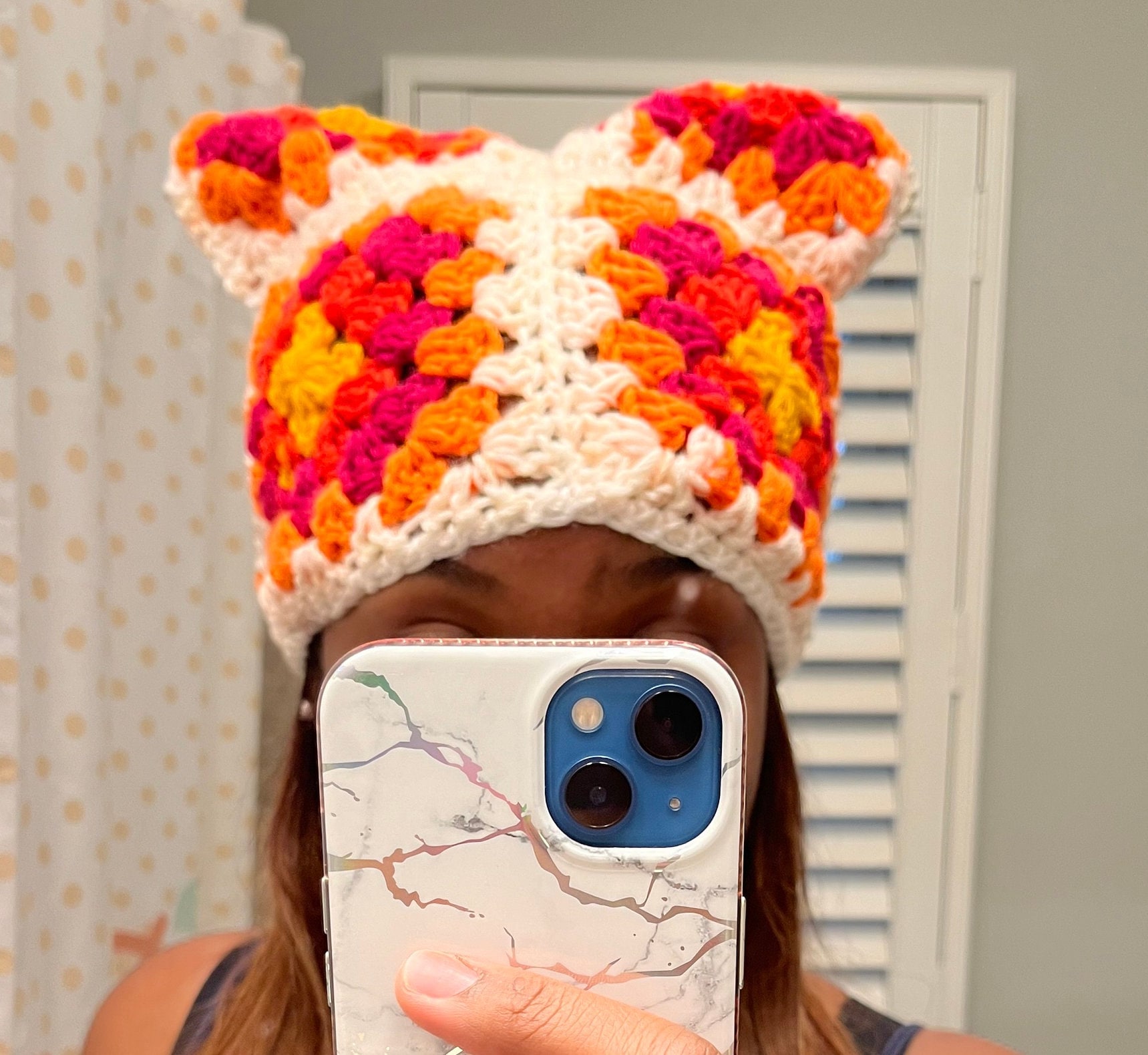 Granny Square Hat With Cat Ears, Cat Ear Hat, Cat Ear Beanie - Etsy