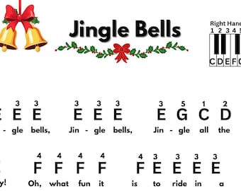 Jingle Bells Easy Beginner Piano Sheet Music Printable Song, Christmas ...
