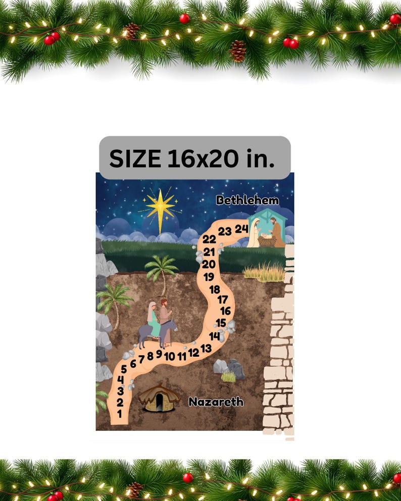Advent Journey to Bethlehem Poster, Christmas Countdown Calendar, Bible ...
