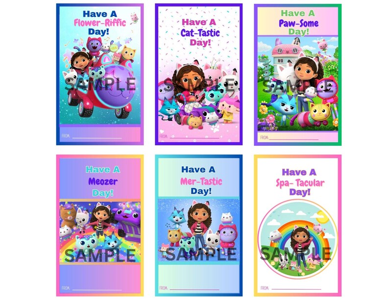 Gabby Dollhouse 6 Valentine Printable Non-editable Cards, Digital ...