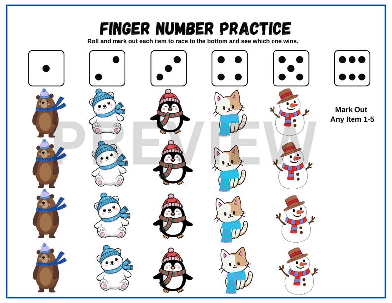 Winter Finger Number Exercise, Practice, Piano Lesson - Etsy