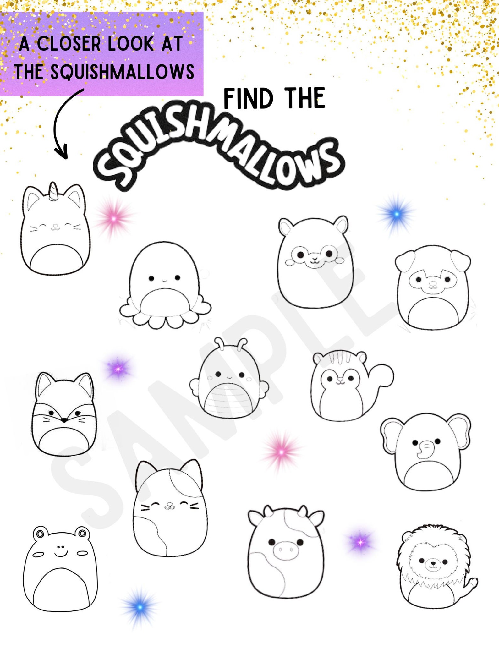Squishmallow Birthday Activity Sheet- I Spy Game- Squishmallow Party ...