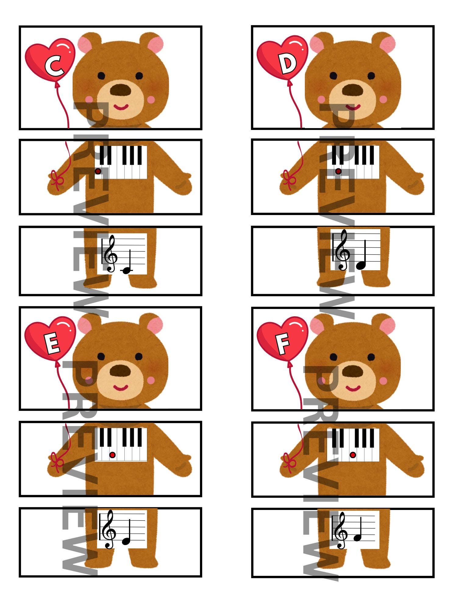 Piano Treble Clef Build a Valentine Bear, Music Theory, Note Matching ...