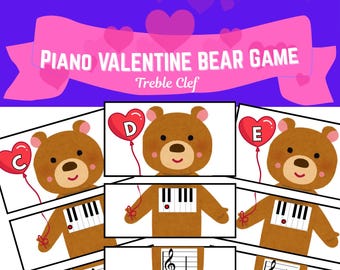 Piano Treble Clef Build a Valentine Bear, Music Theory, Note Matching ...