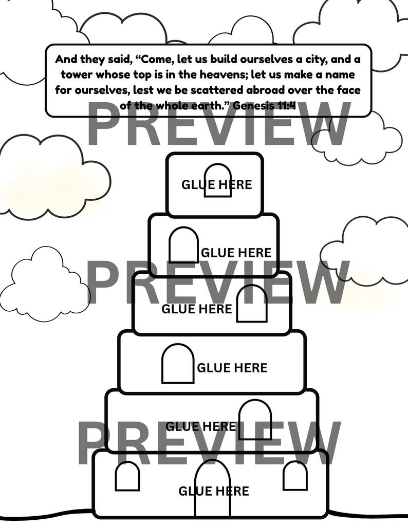 Sunday School Lesson- Tower of Babel, Printable Craft - Etsy